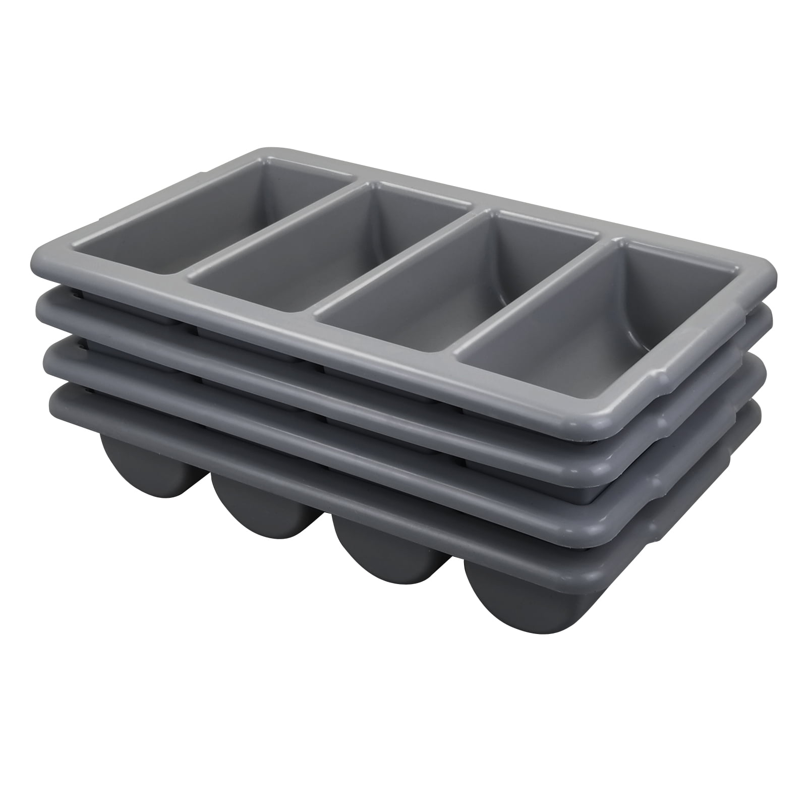 Teyyvn 4-Pack Plastic Commercial Silverware Bin, 4-Compartment Cutlery ...