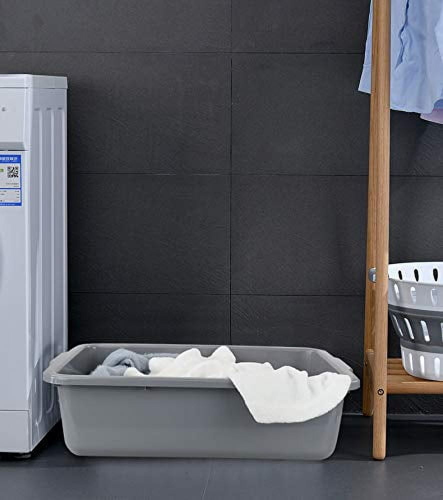 Teyyvn 4 Packs Plastic Bus Tubs, Gray Large Utility Bus Box/Commercial ...