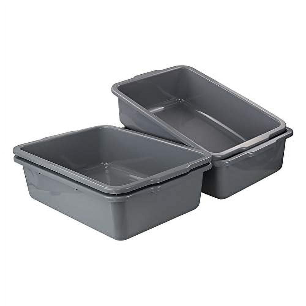 Teyyvn 4 Packs Plastic Bus Tubs, Gray Large Utility Bus Box/Commercial ...