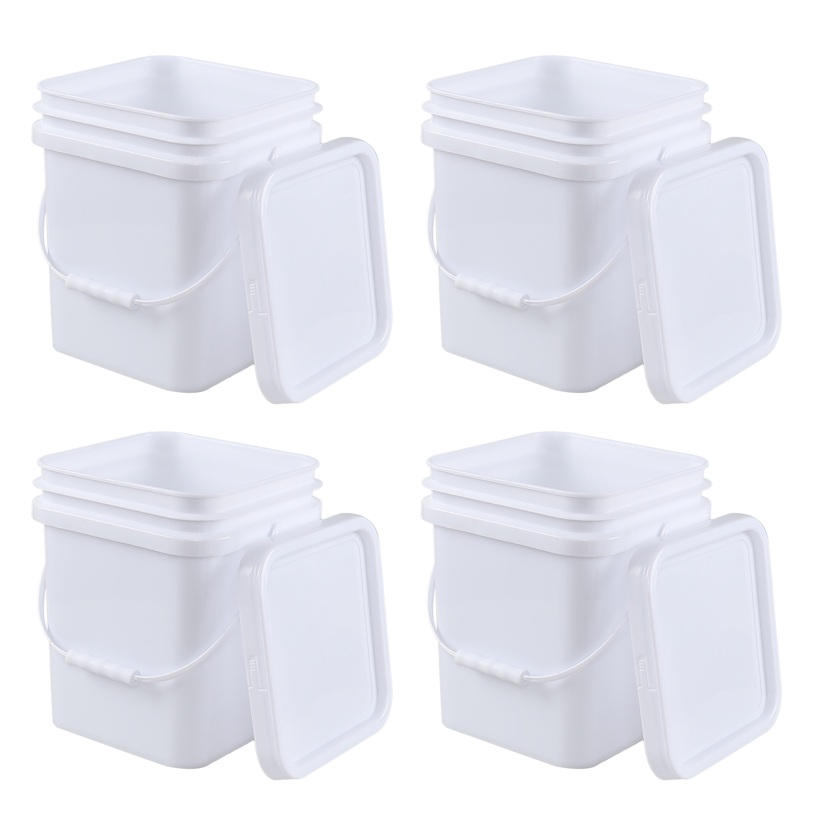 Teyyvn 5 Gallon Plastic Square Bucket With Lid And Handle 4 Pack White Teyyvn 5 Gallon Plastic Square Bucket With Lid And Handle 4 Pack White