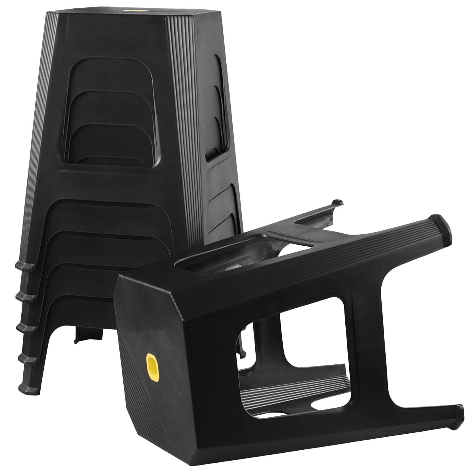 Teyyvn 6 Pack 18.9 Inch Square Stackable Plastic Stools, Black Portable ...