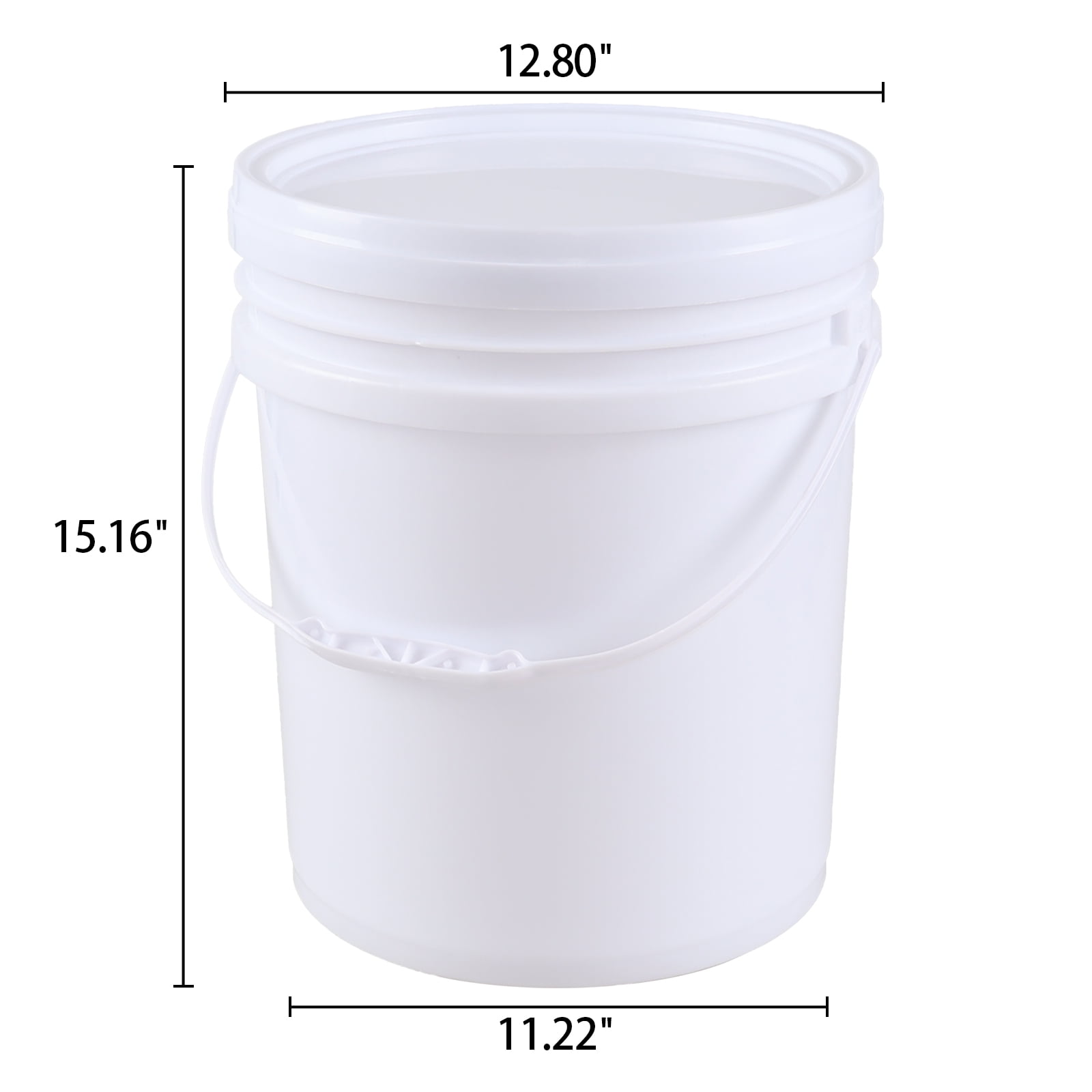 Teyyvn 7 Gallon White Plastic Food Bucket with Handles and Lid, Set of ...
