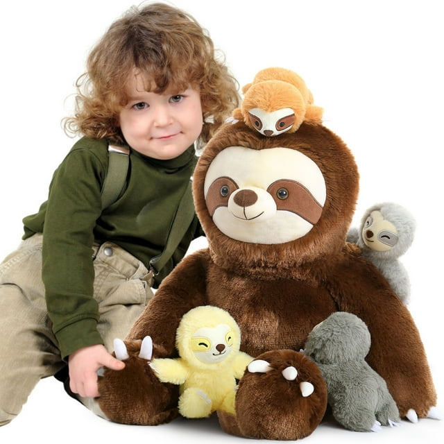 Tezituor 5Pcs Sloth Stuffed Animal 23.6" Giant Sloth Plush with 4 ...