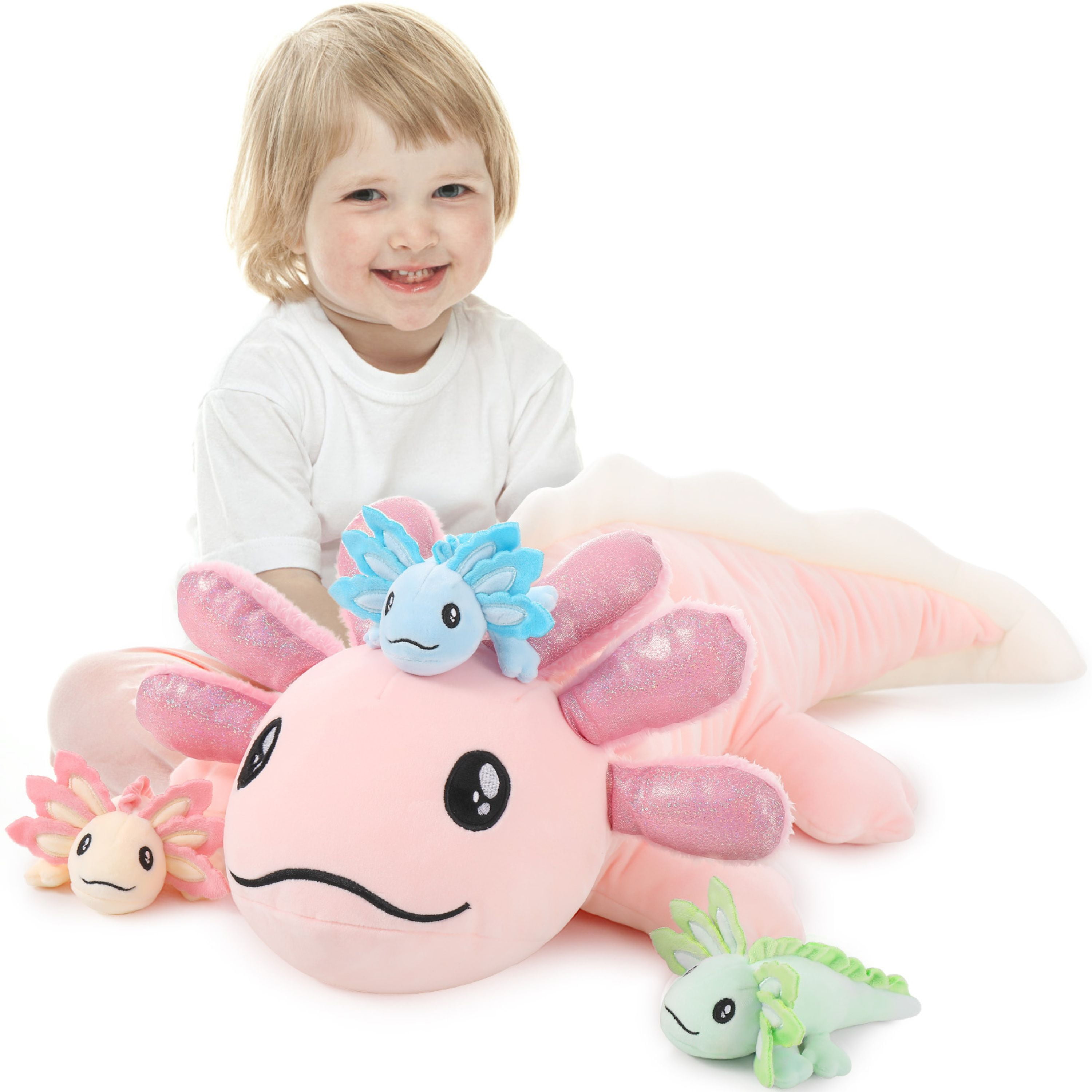 Tezituor 4Pcs Axolotl Stuffed Animal 32" Giant Axolotl Plush with 3 ...