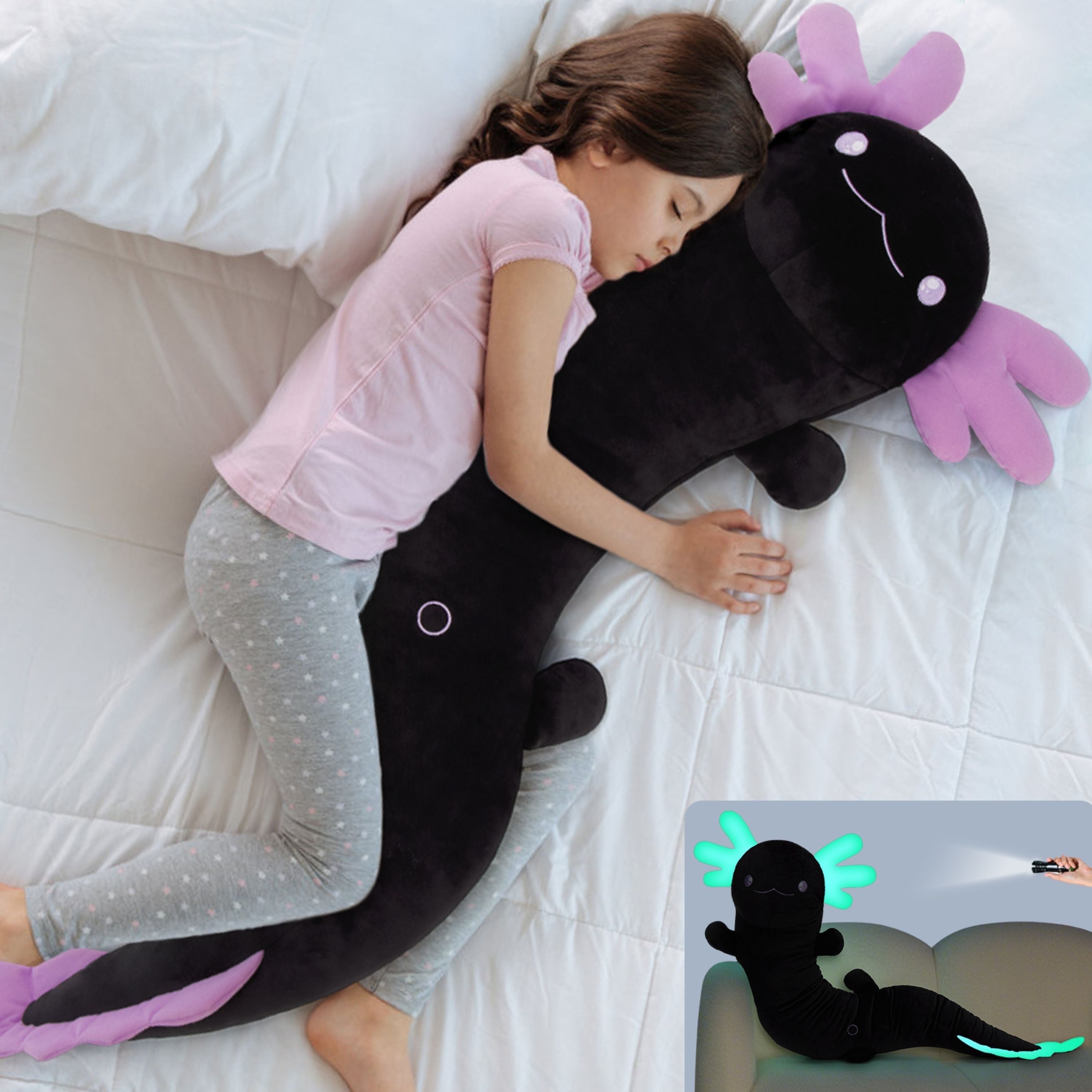 Tezituor 48" Axolotl Stuffed Animal Giant Stuffed Axolotl Glow in The ...