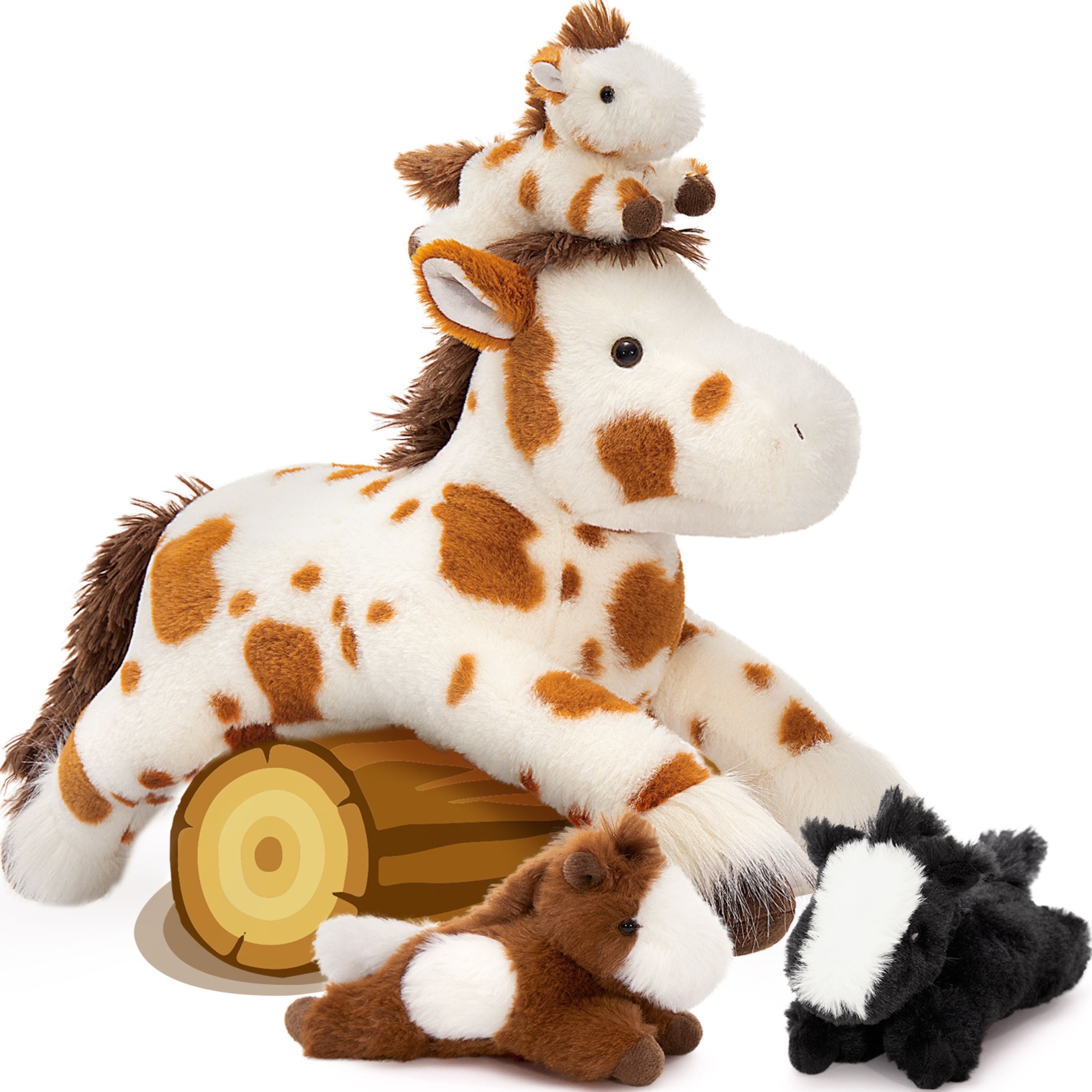 Tezituor 4Pcs Horse Stuffed Animal 21" Mommy Stuffed Horse with 3 ...
