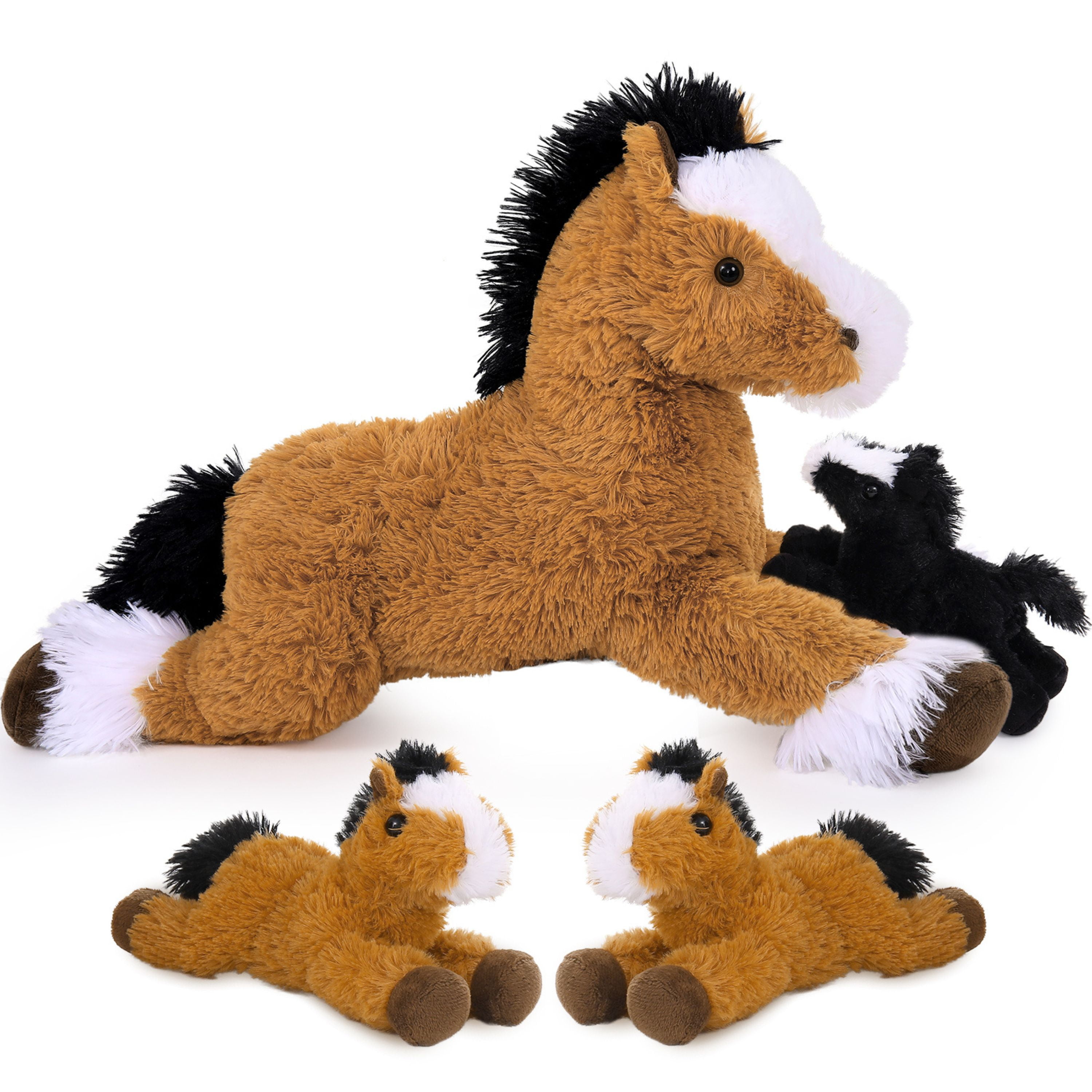 Tezituor 4Pcs Large Horse Stuffed Animal 21" Mommy Stuffed Horse's ...