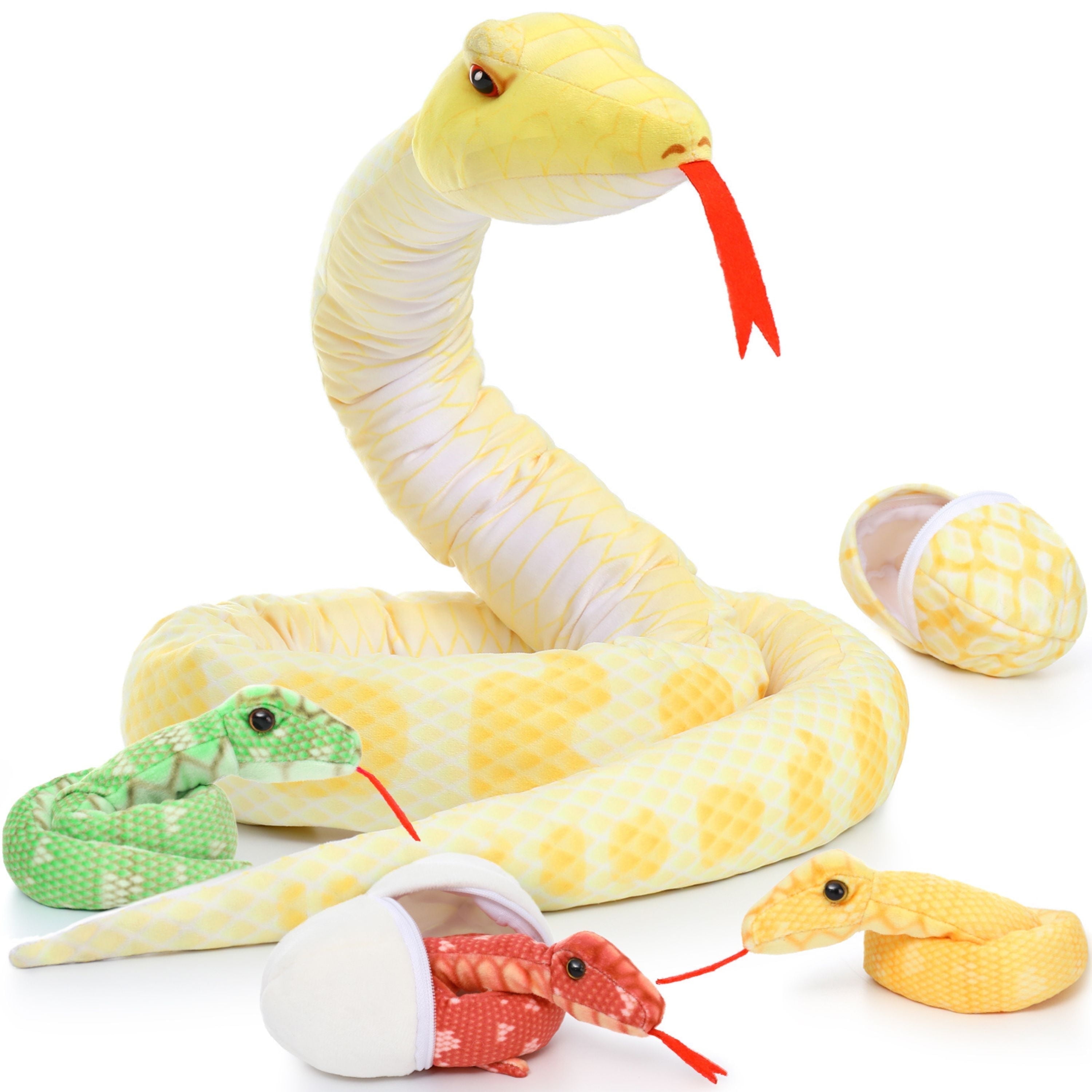 Tezituor 6Pcs Snake Stuffed Animal 79" Giant Snake Plush with 3 Babies and 2 Eggs Plush Toy ...
