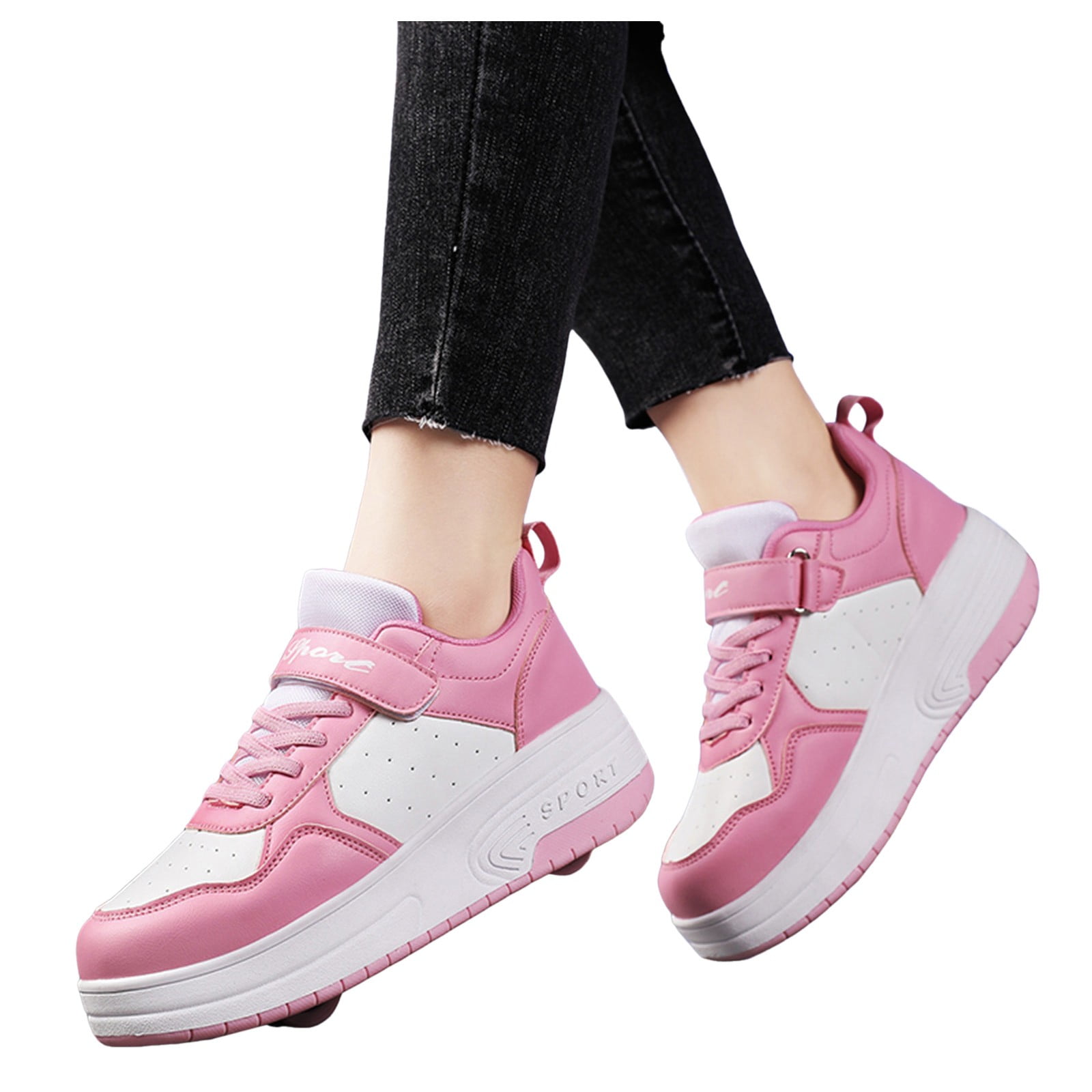 Tfken Big Girls Athletic Running Shoes Breathable Flatform Hook & Loop ...