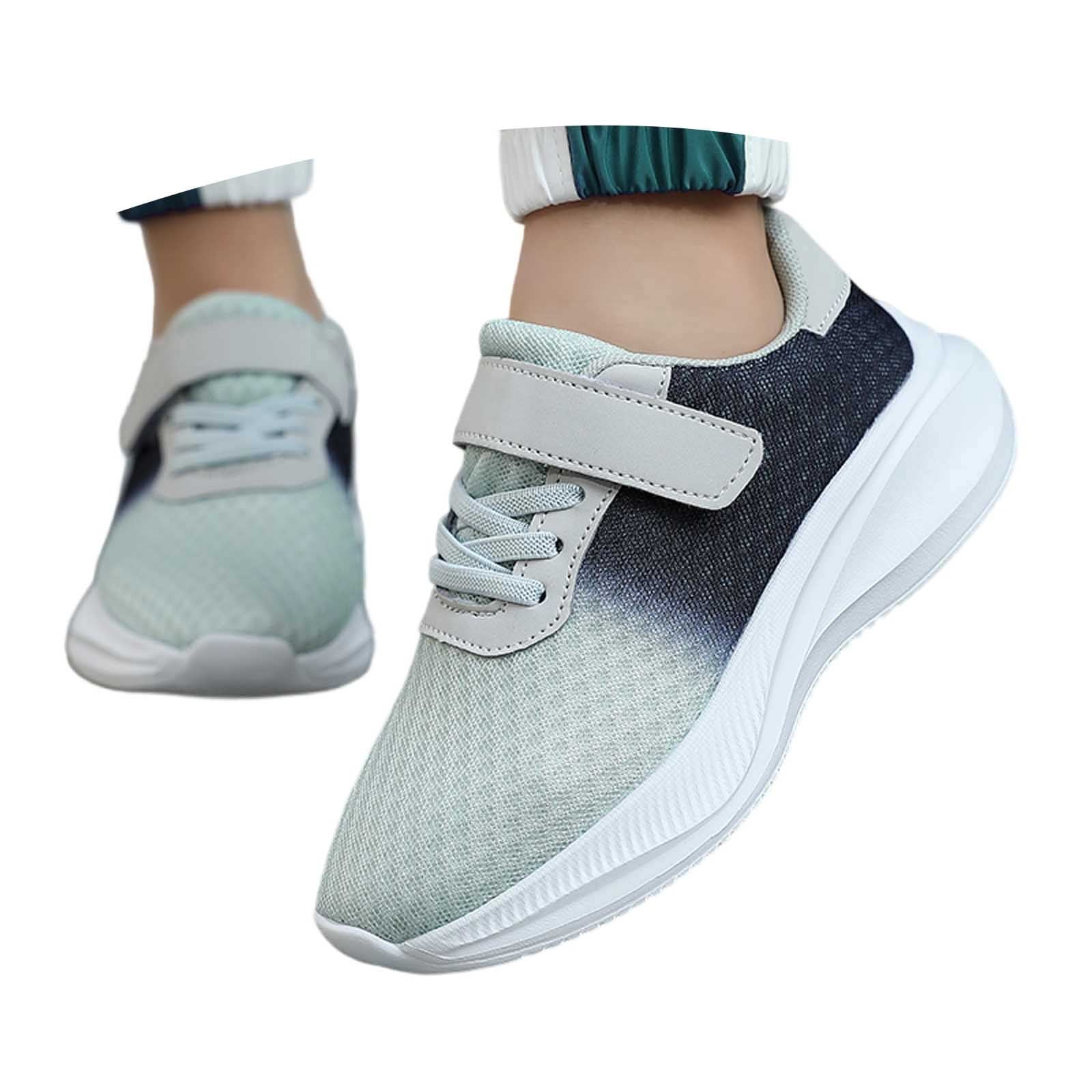 Tfken Big Girls Athletic Tennis Shoes Platform Soft Hook & Loop Mesh ...