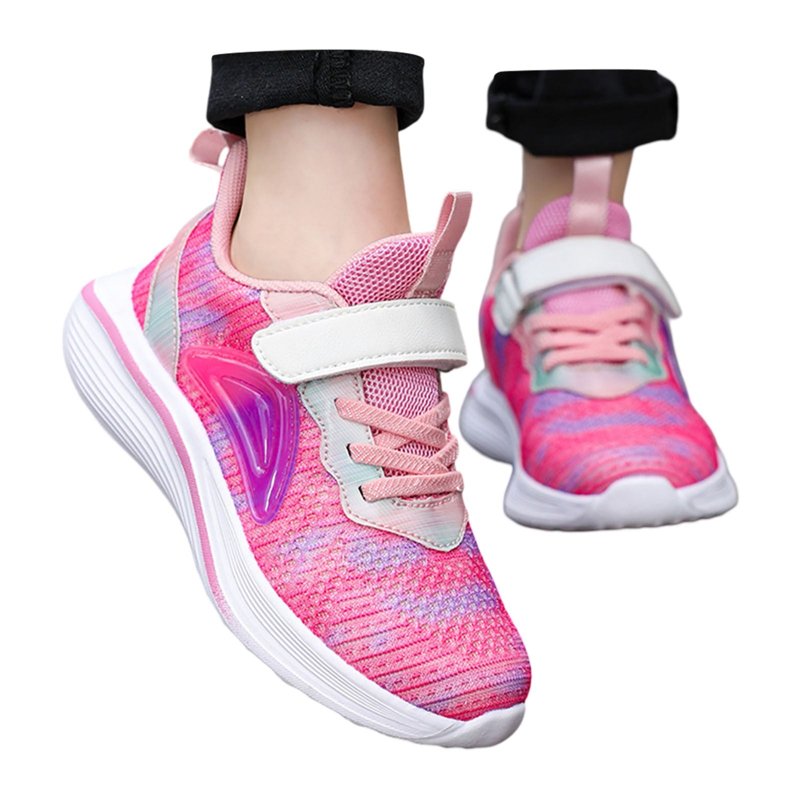Tfken Big Girls Tennis Athletic Shoes Platform Relaxed Fit Hook & Loop ...