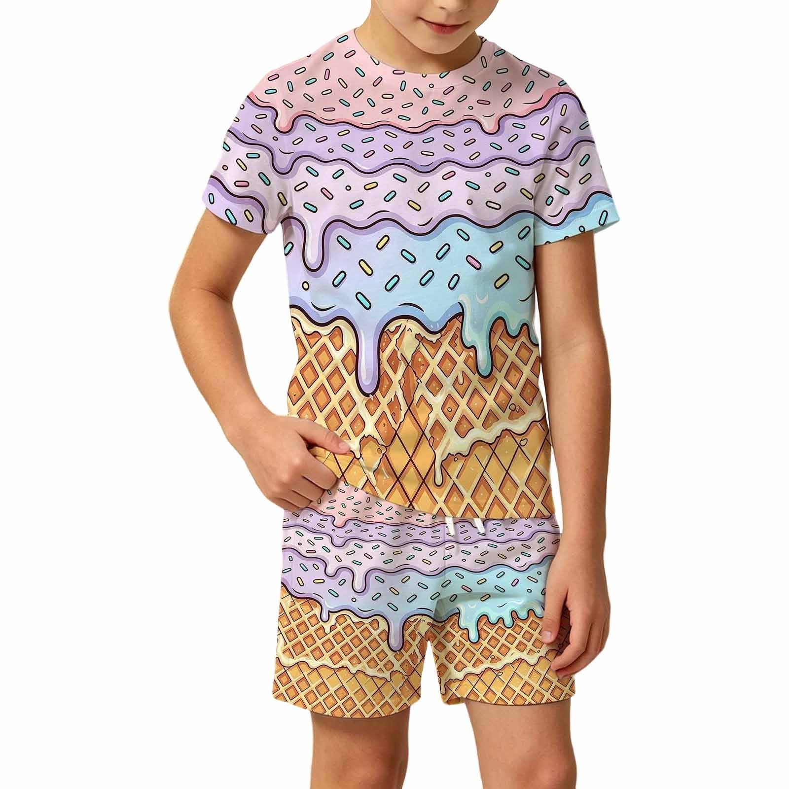 Tfken Boys Outfit Sets Ice Graphic Short Sleeve Tops With Shorts Set ...