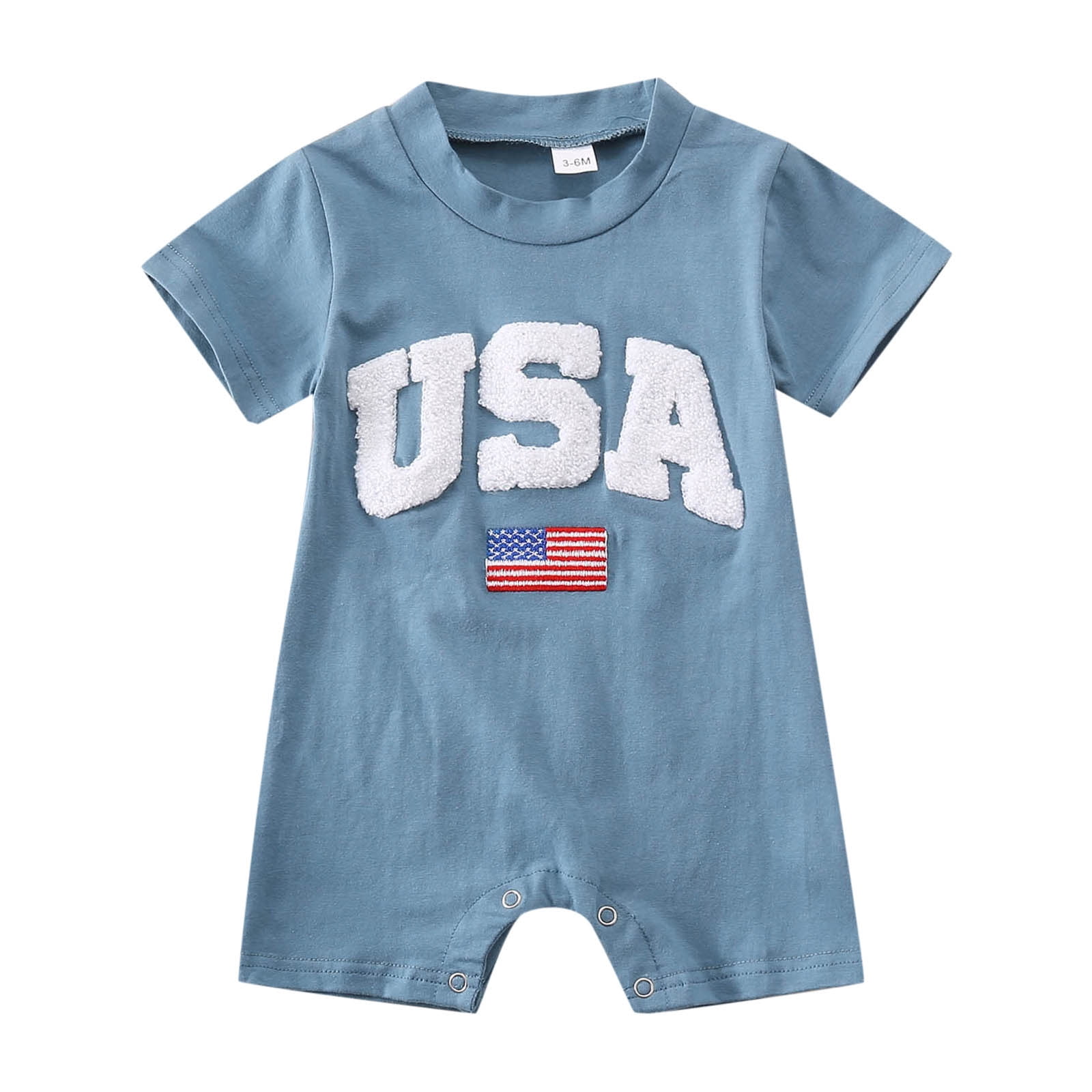 Tfken Girls Kids Romper Patriotic Independence Day Usa Crew Neck Short ...