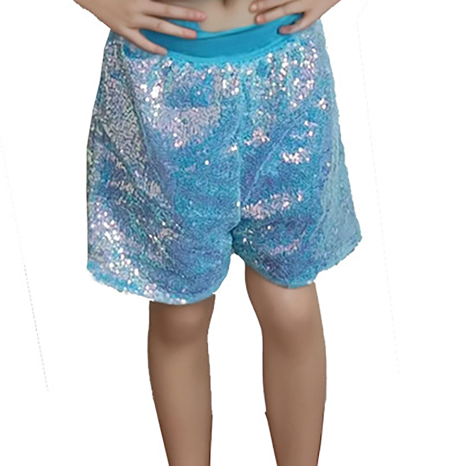 Tfken Mardi Gras Girls Shorts Solid Color Sequins Sparkly Summer Girls ...