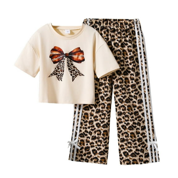 Bow Print Outfits Set For Kids Little Girl'S Kids 2 Piece Outfit ...