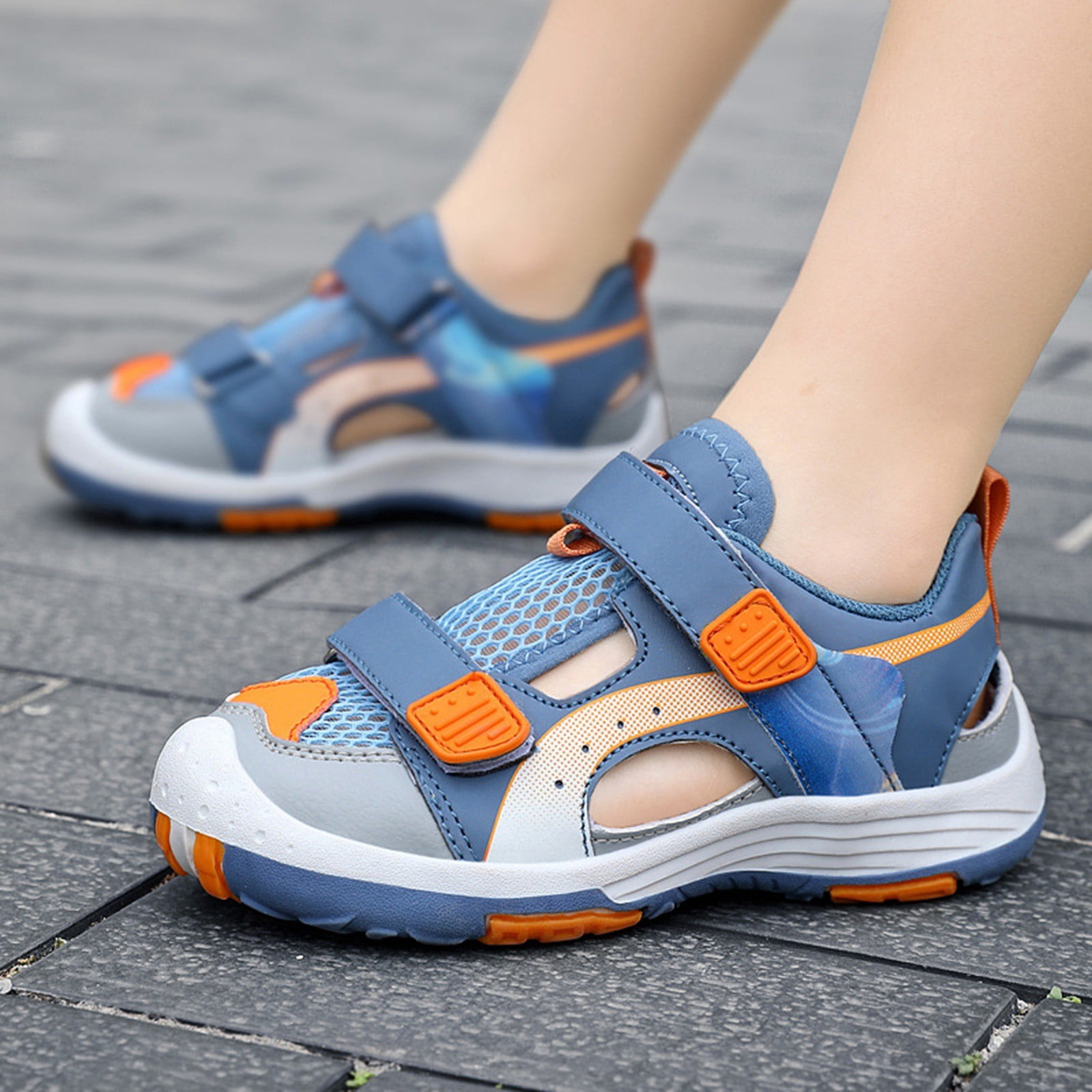 Tfken Sandals For Kids Boys Cute Mesh Sport Athletic Closed Toe Double ...