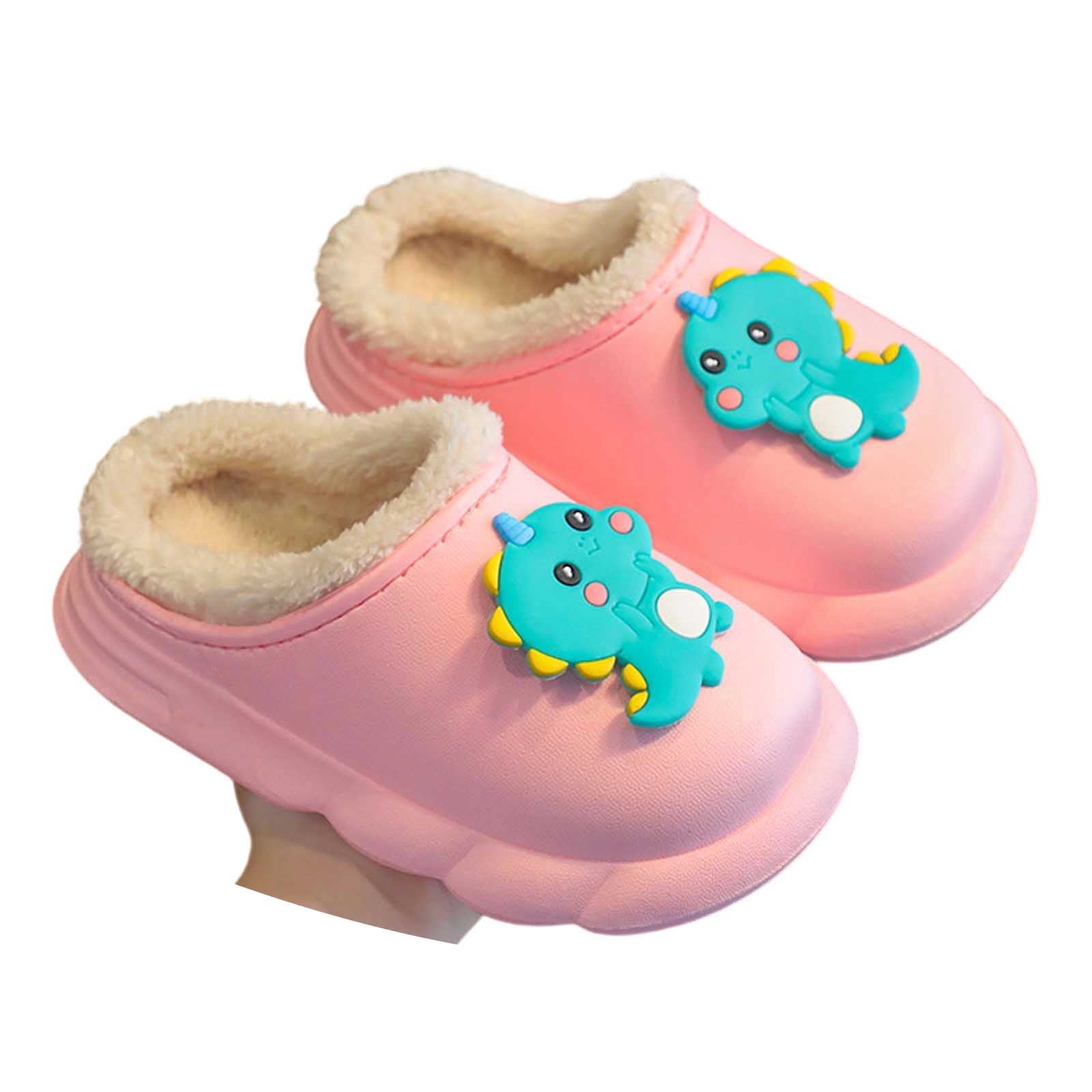Tfken Slippers For Girls Toddler Cozy Fuzzy Plush Lining Closed Heel ...