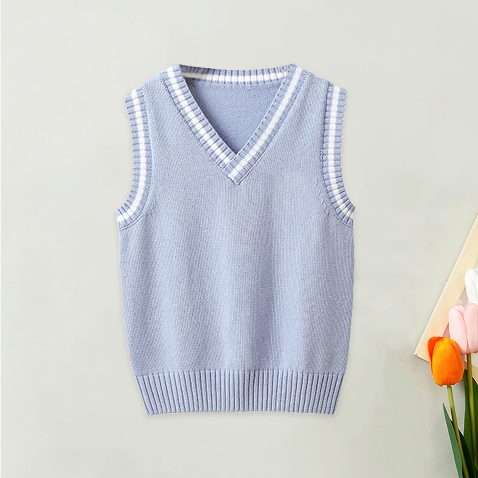 Tfken Sweater Vest For Boys Child Size 3-4 Years V-Neck Solid Color ...