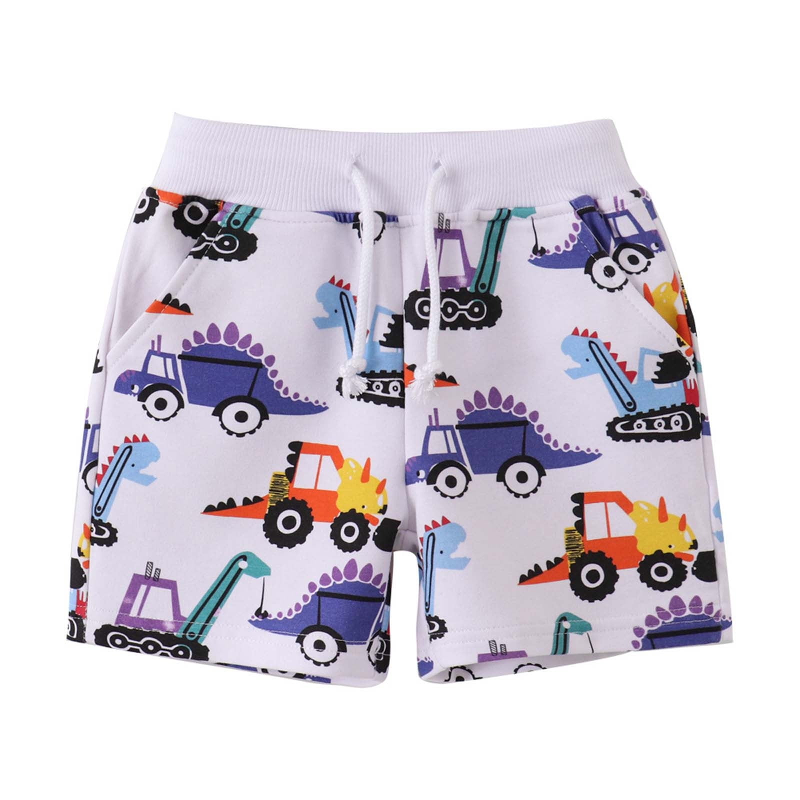 Tfken Toddler Boy Child Shorts Cartoon Print Drawstring Stretchy Cute ...