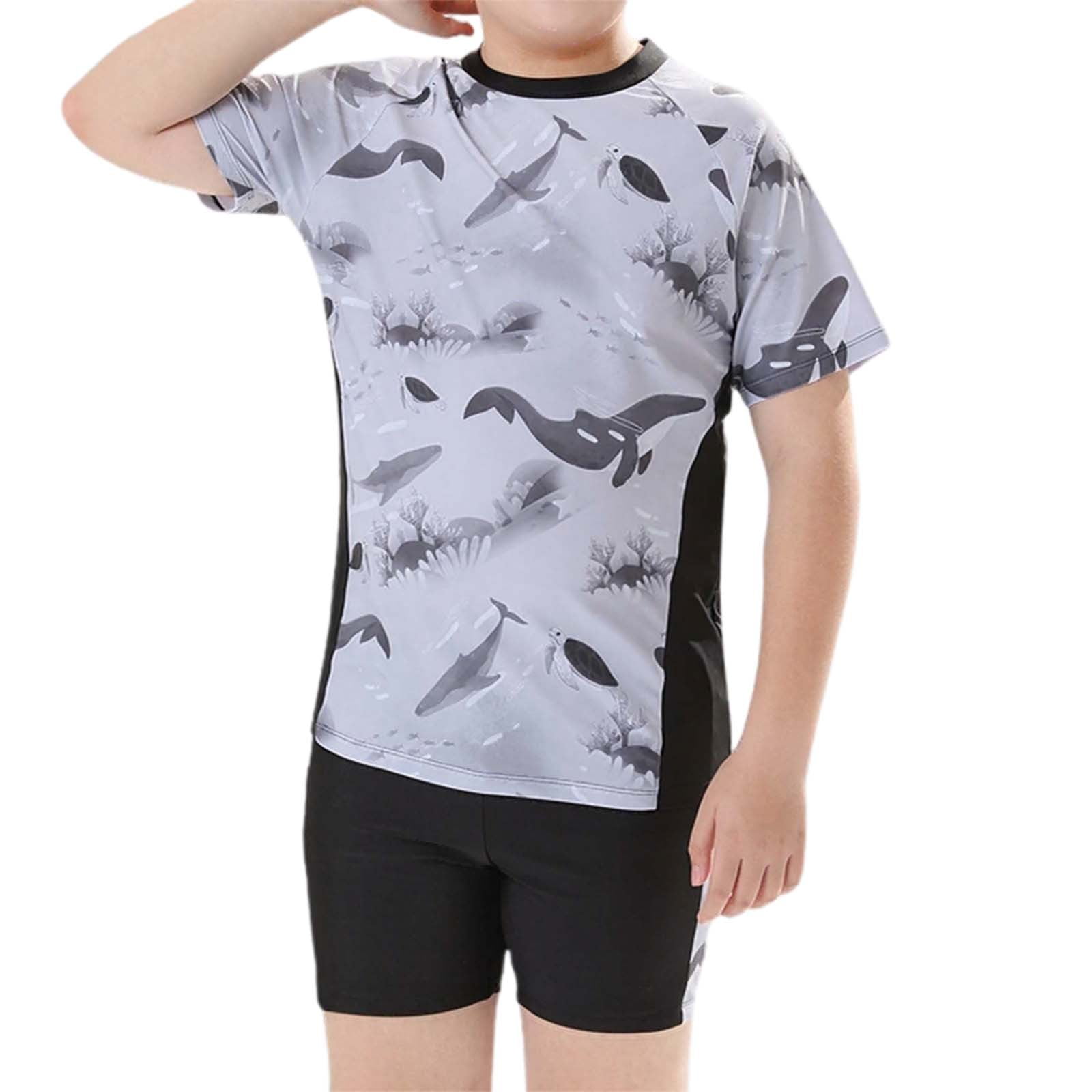 Tfken Toddler Child Boy Swimwear Short Sleeve Swimsuits Sea Print ...