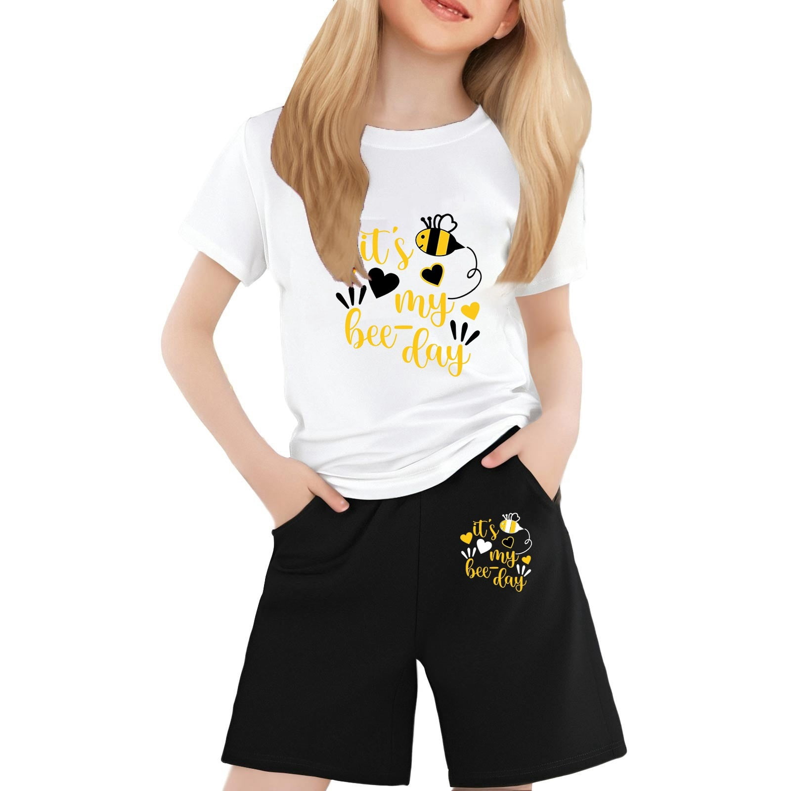 Tfken Toddler Girl Children Outfits Sets 2 Pieces World Bee Day Crew ...