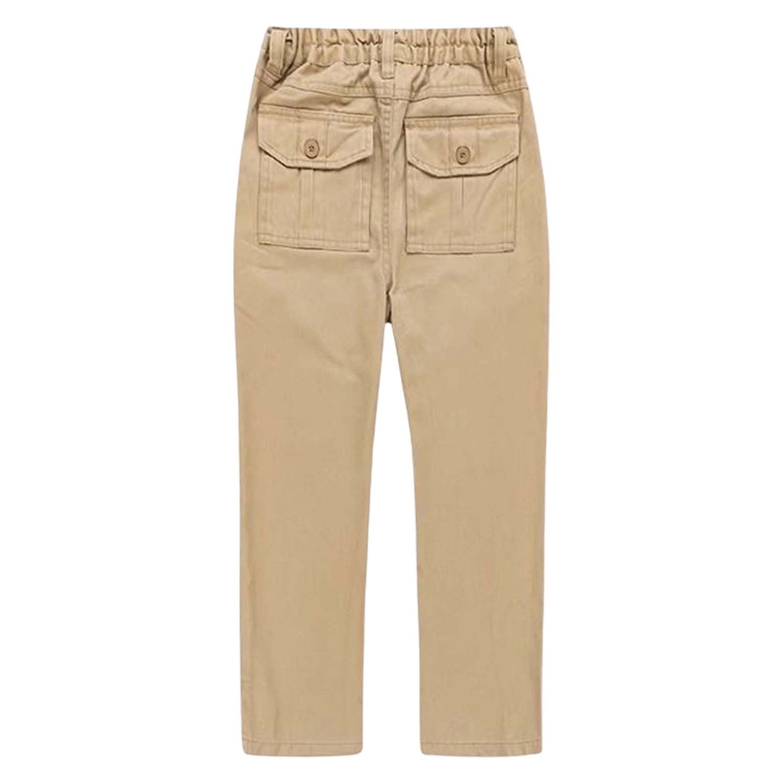 Tfken Toddler Teen Boys Pants Solid Color Elastic Waist Straight Leg ...
