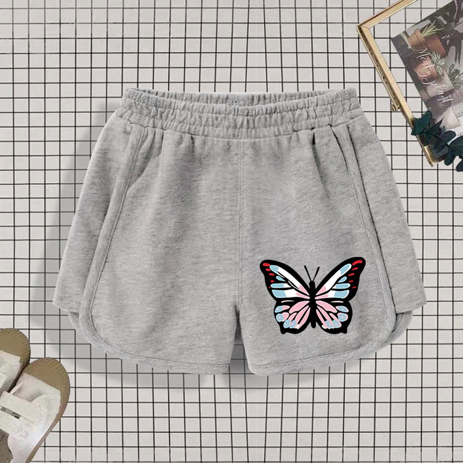 Tfken Toddler Teen Girls Half Pant Relaxed Elastic Waist Heart Print ...