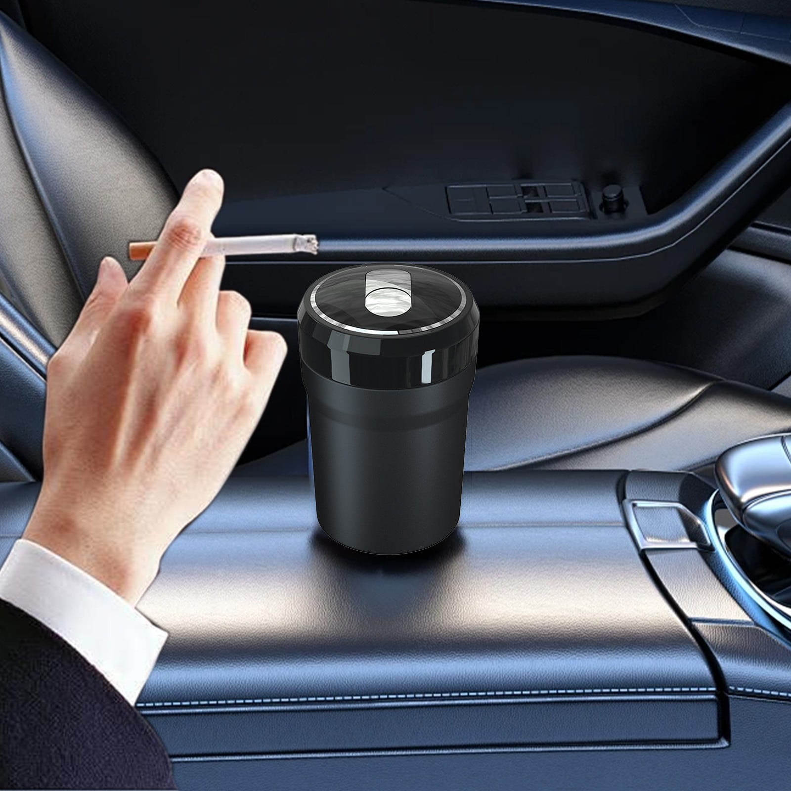 Tgbvmt Automotive Ashtray Ceramic Liner Open Cover LED Light Flame ...