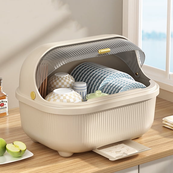Tgbvmt Kitchen Dish Drainage Rack with Lid Chopsticks Storage Box ...