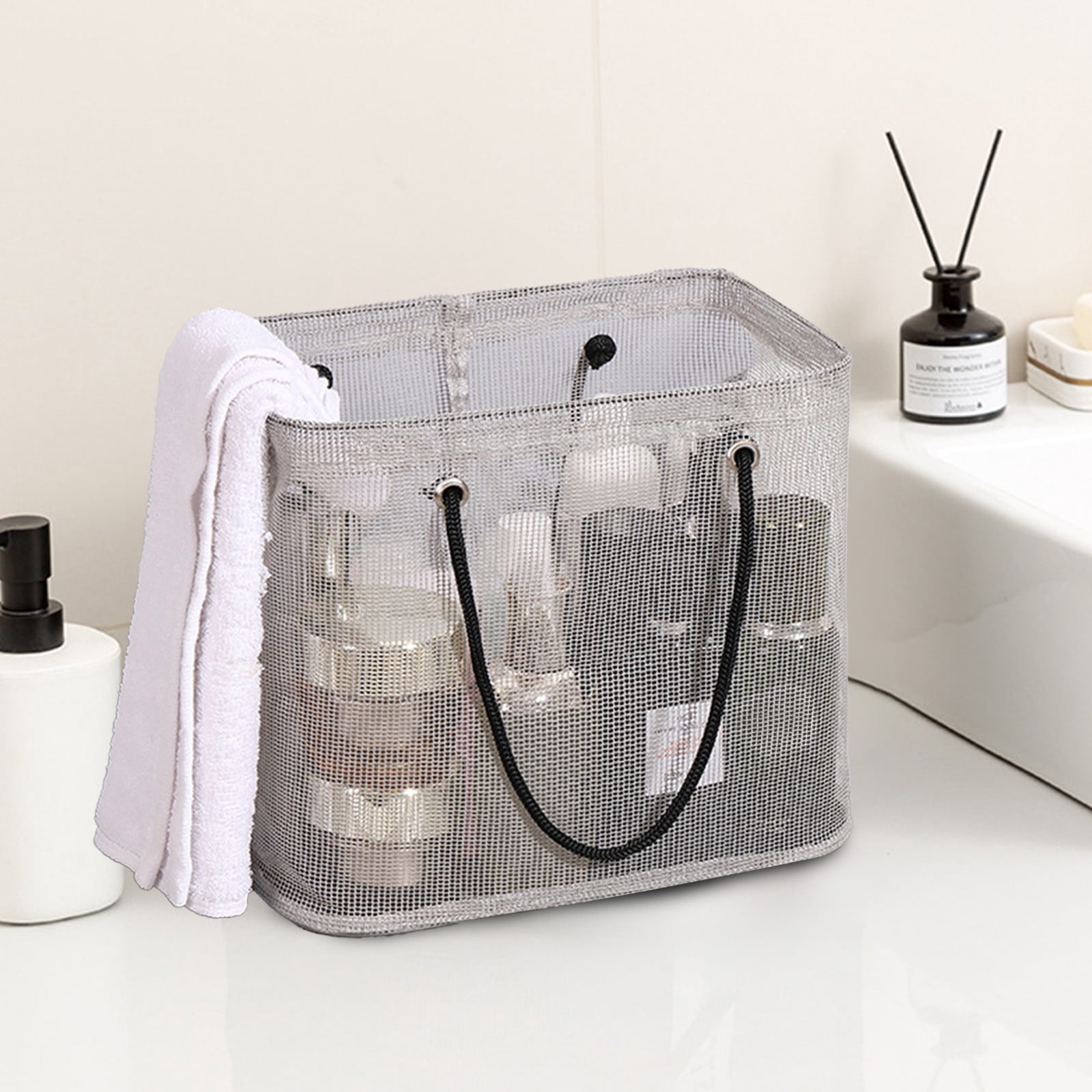 Tgbvmt Plastic Mesh Toiletry Bag Heavy-Duty Metal Opening Portable ...