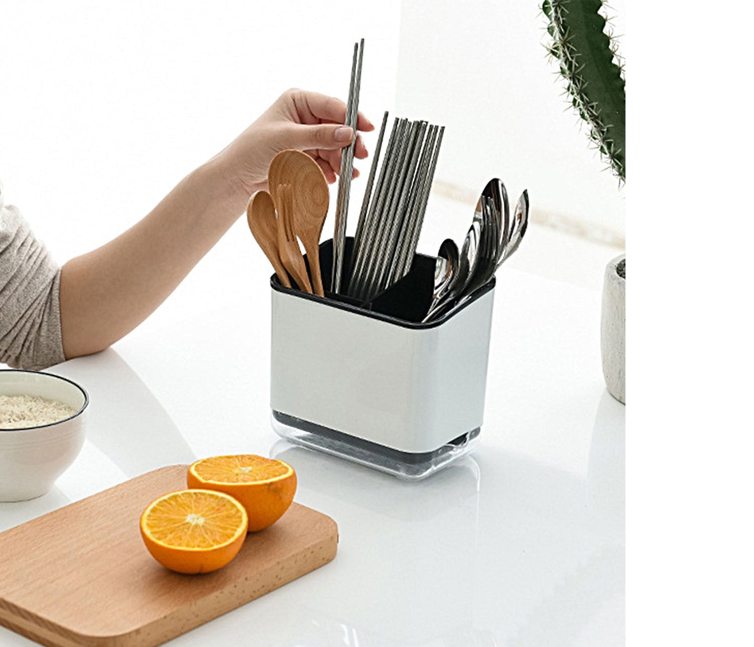 Tgbvmt Utensil Storage Bucket Chopstick Holder Straw Organizer Drainage ...
