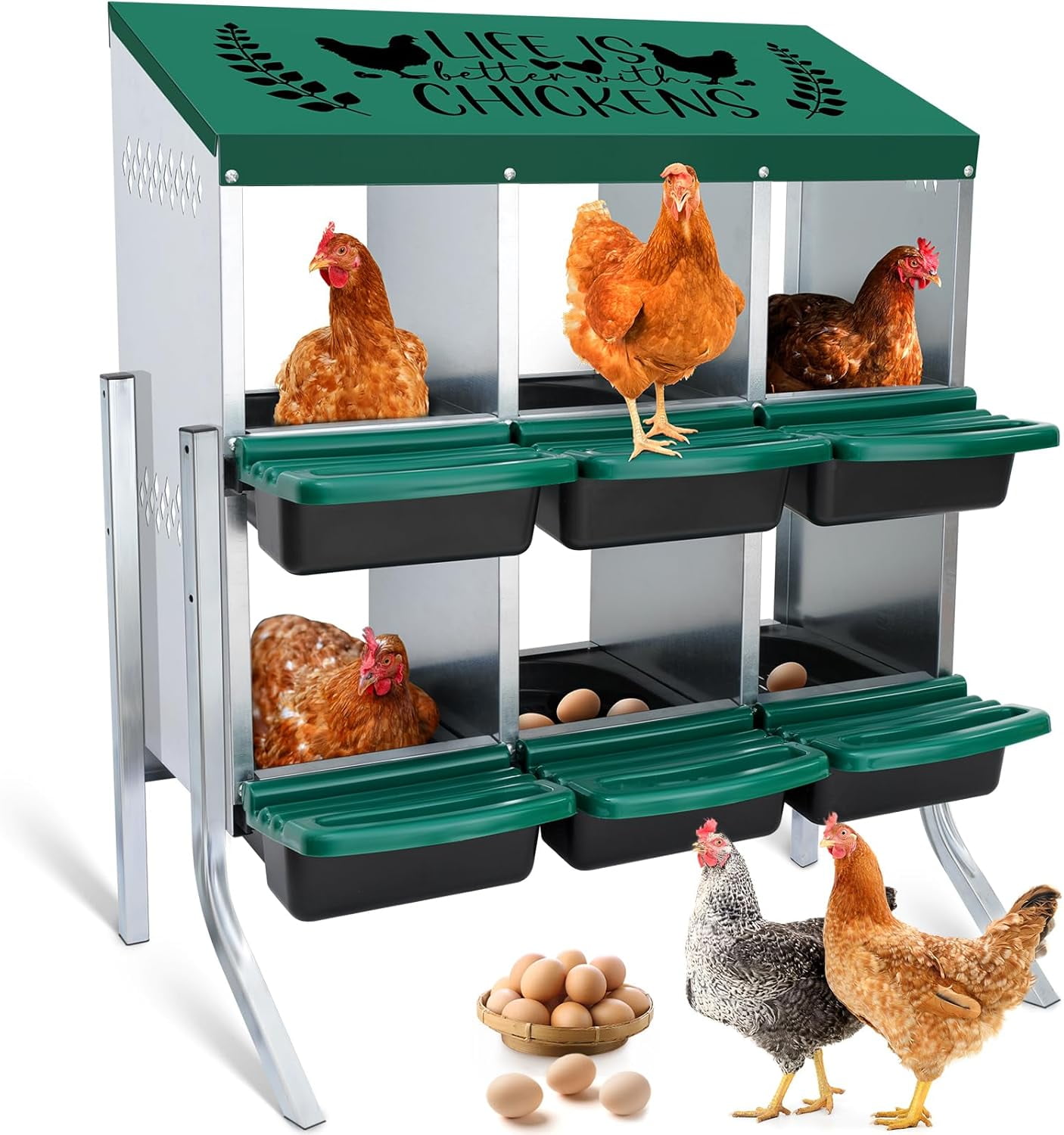 Tgeyd Nesting Boxes - 6 Holes for Laying Eggs - Chicken Brooder Box ...