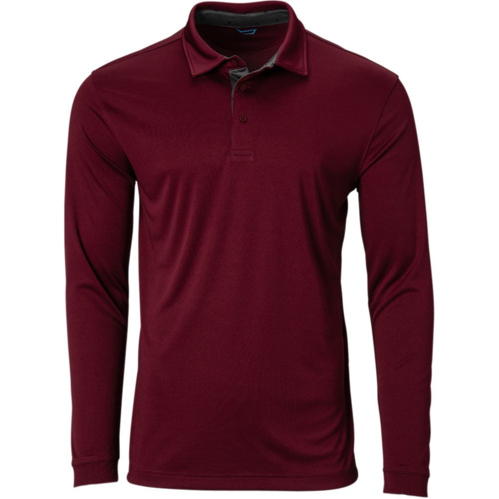 TGW Men's Solid Long Sleeve Golf Polo Shirt for Golfing Maroon 2Xl ...