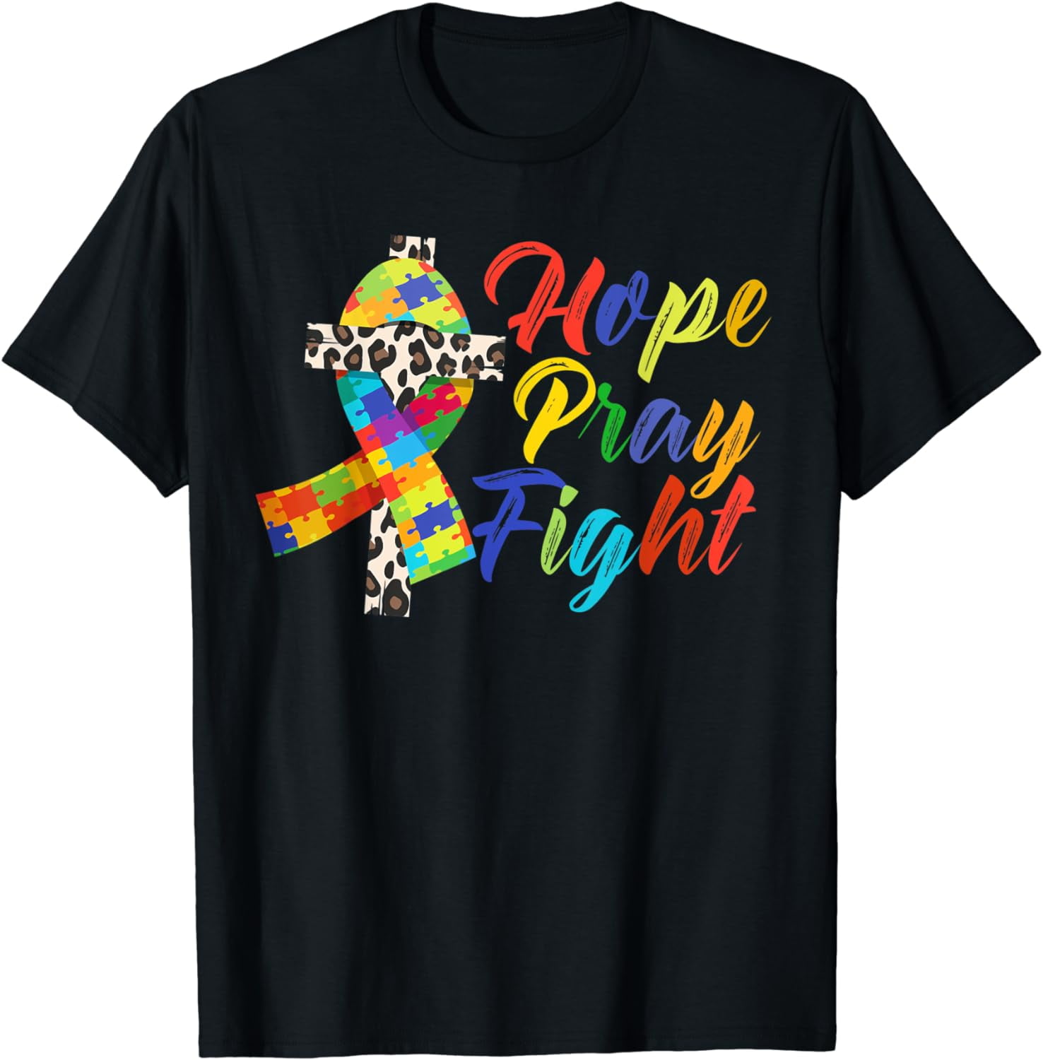 Th Christian Cross Ribbon Puzzle Autism Awareness Month T-Shirt ...