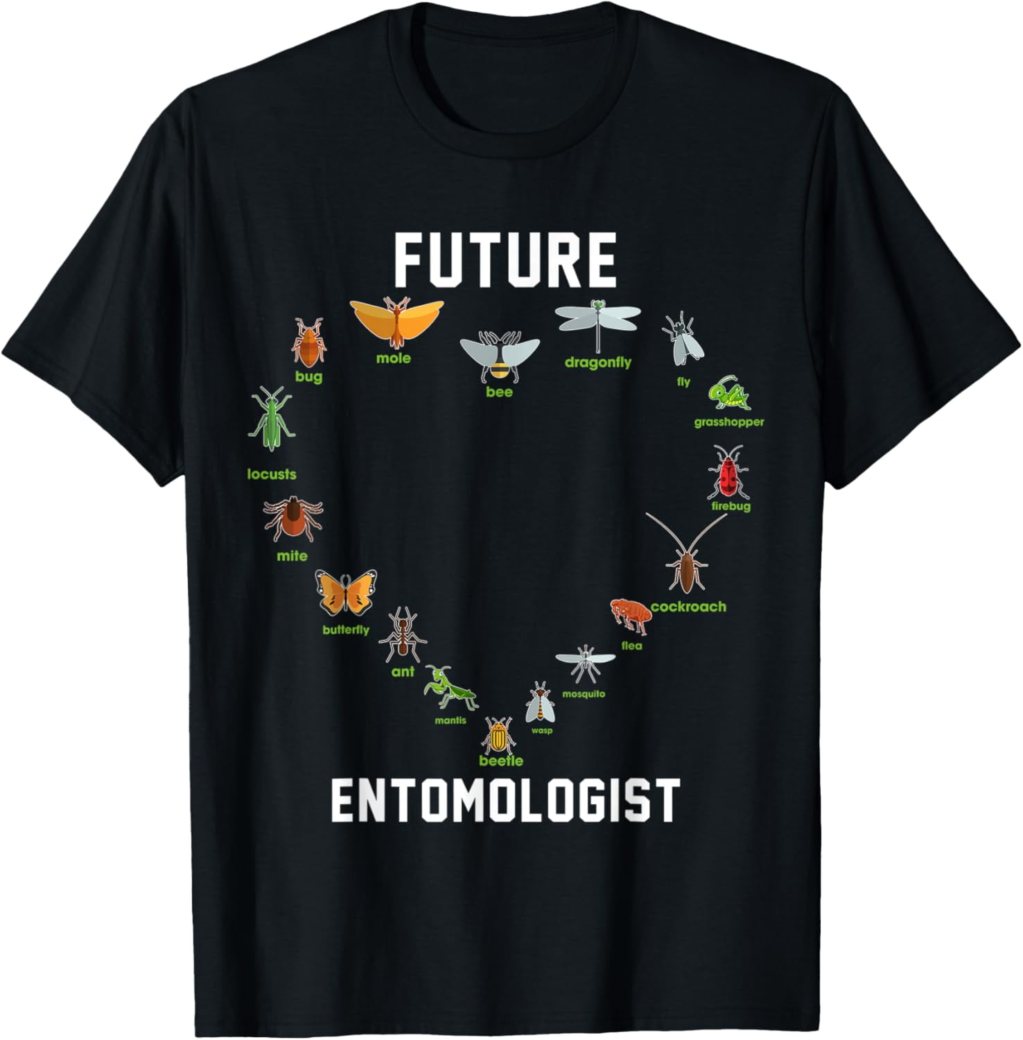 Th Future Entomologist Insect Chart Types Of Bugs Costume T-Shirt ...