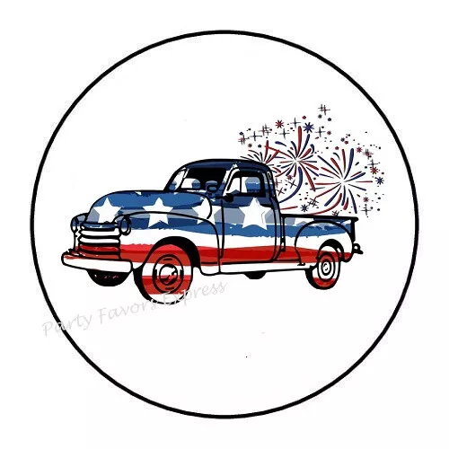 Th Of July Truck Fireworks Sticker Party Favors Sticker Envelope Seals ...