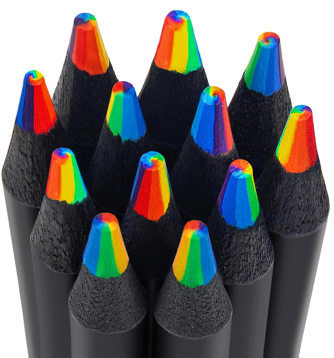 ThEast Black Wooden Rainbow Colored Pencils, AIS1 7 Color Rainbow ...