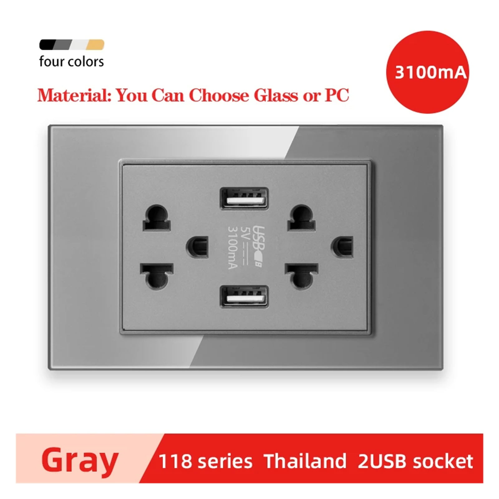 Thai American Standard Dual USB Wall Socket Smart Home Appliance Plug ...