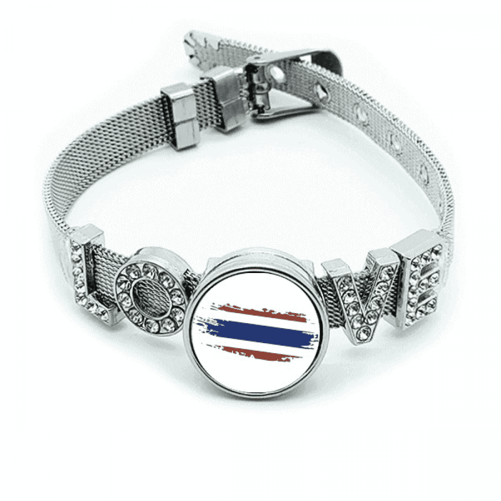 Thai Bangkok Thailand Flag Art Illustration Bracelet Wristband Crystal ...