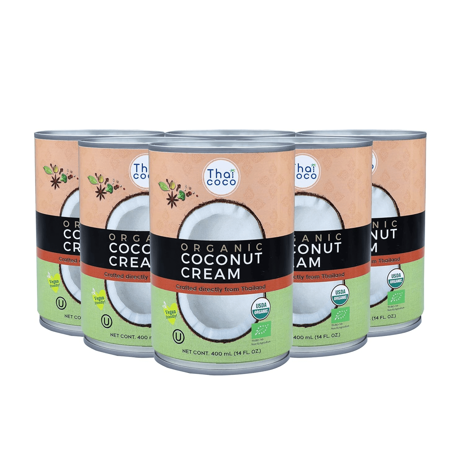 Thai Coco Organic Coconut Cream Full Fat Unsweetened Heavy Cream 14 fl ...