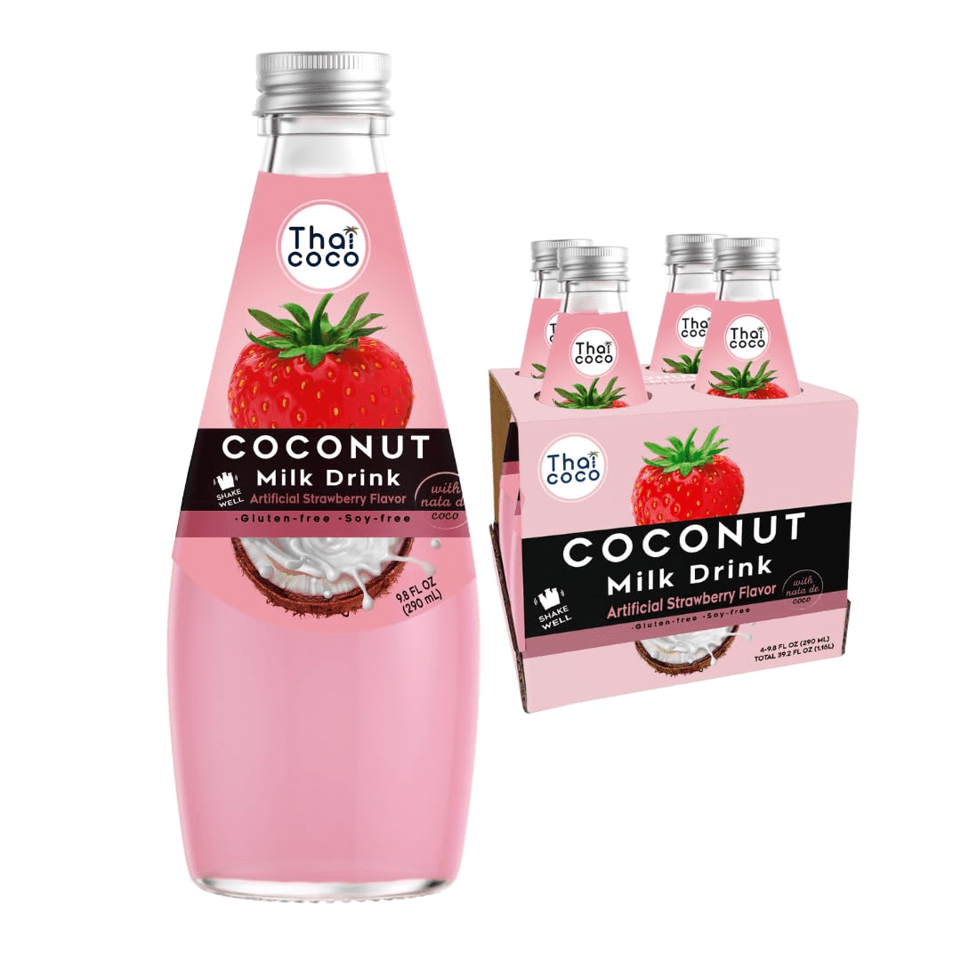 Thai Coco - Strawberry Coconut Milk Drink with Nata De Coco - 9.8 fl ...