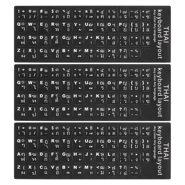 Thai Keyboard Stickers PC Keyboard Sticker Black Background with White ...