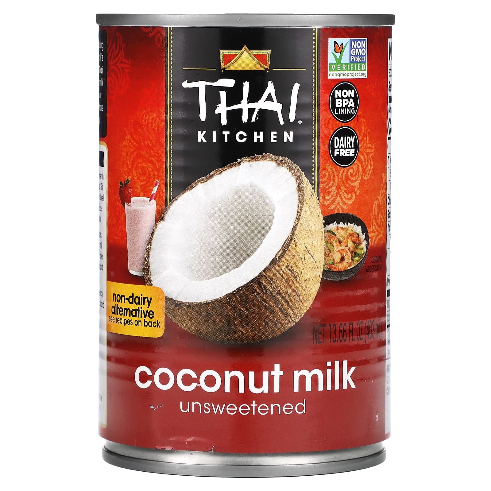 Thai Kitchen, Coconut Milk, Unsweetened, 13.66 fl oz (403 ml) Pack of 4 ...