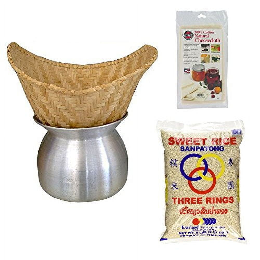 Thai lao Sticky Rice steamer pot and Basket cook kitchen Cookware tool ...