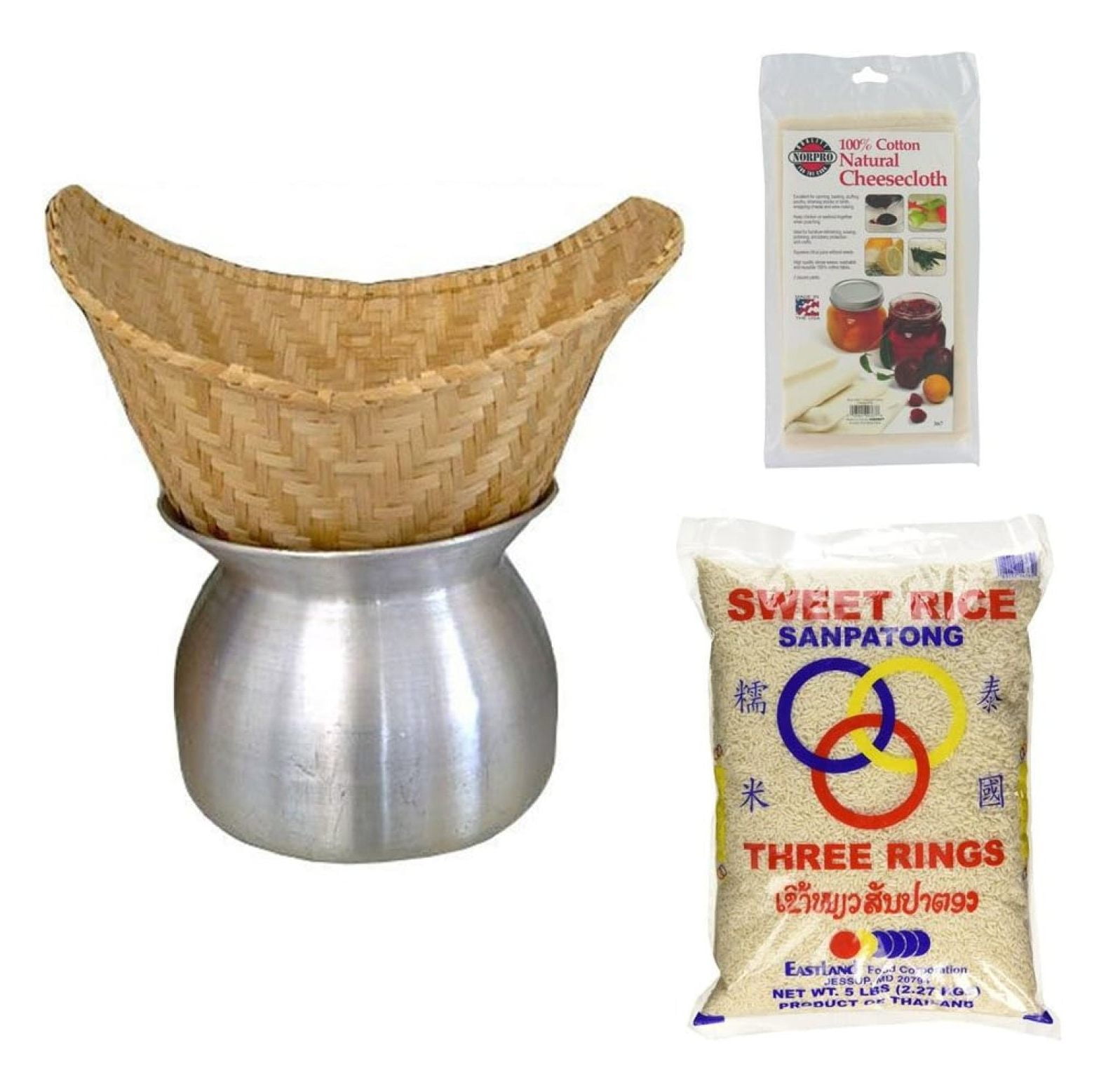 Thai lao Sticky Rice steamer pot and Basket cook kitchen Cookware tool ...