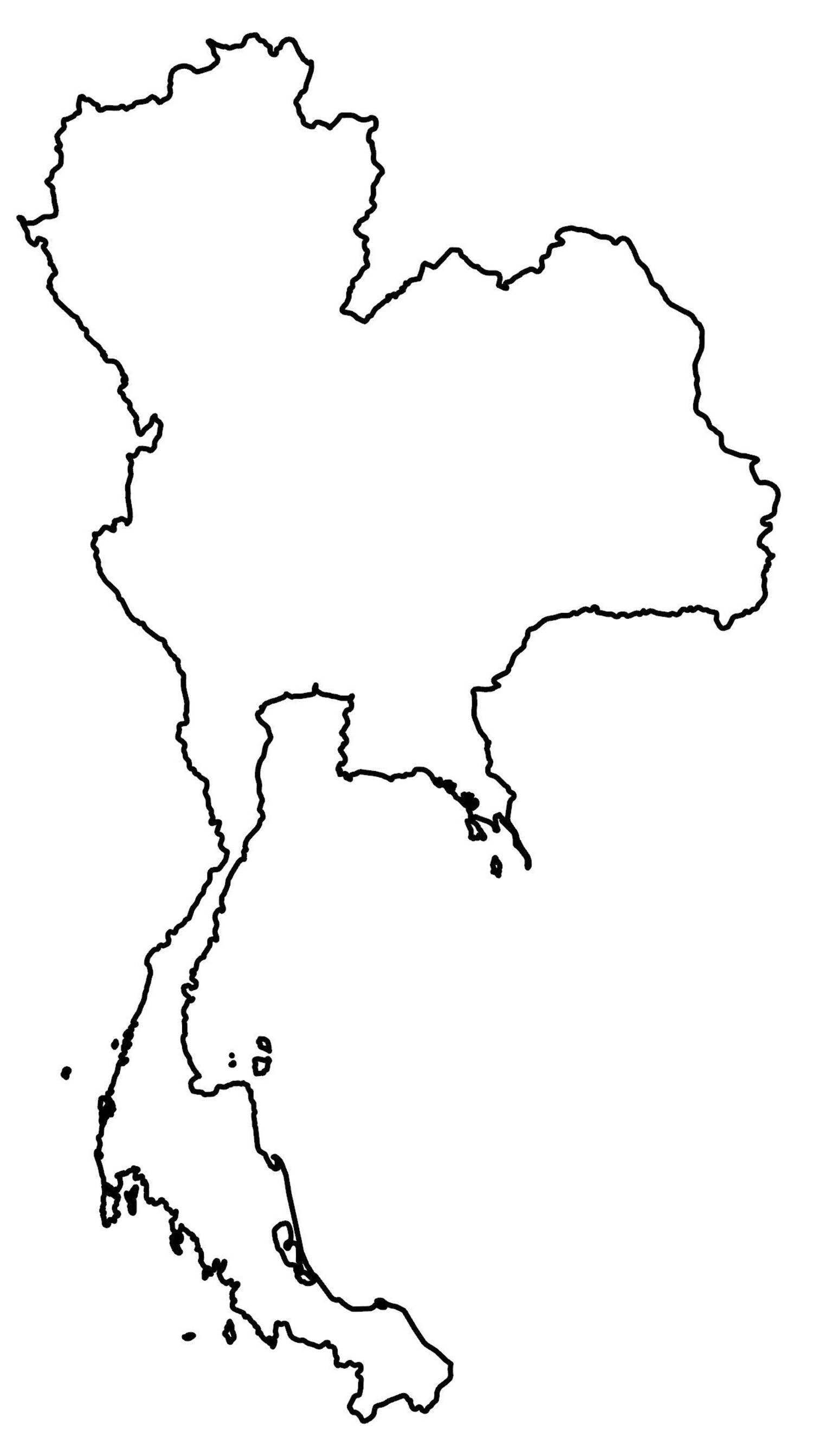 Thailand Blank Outline Map GLOSSY POSTER PICTURE PHOTO PRINT BANNER ...