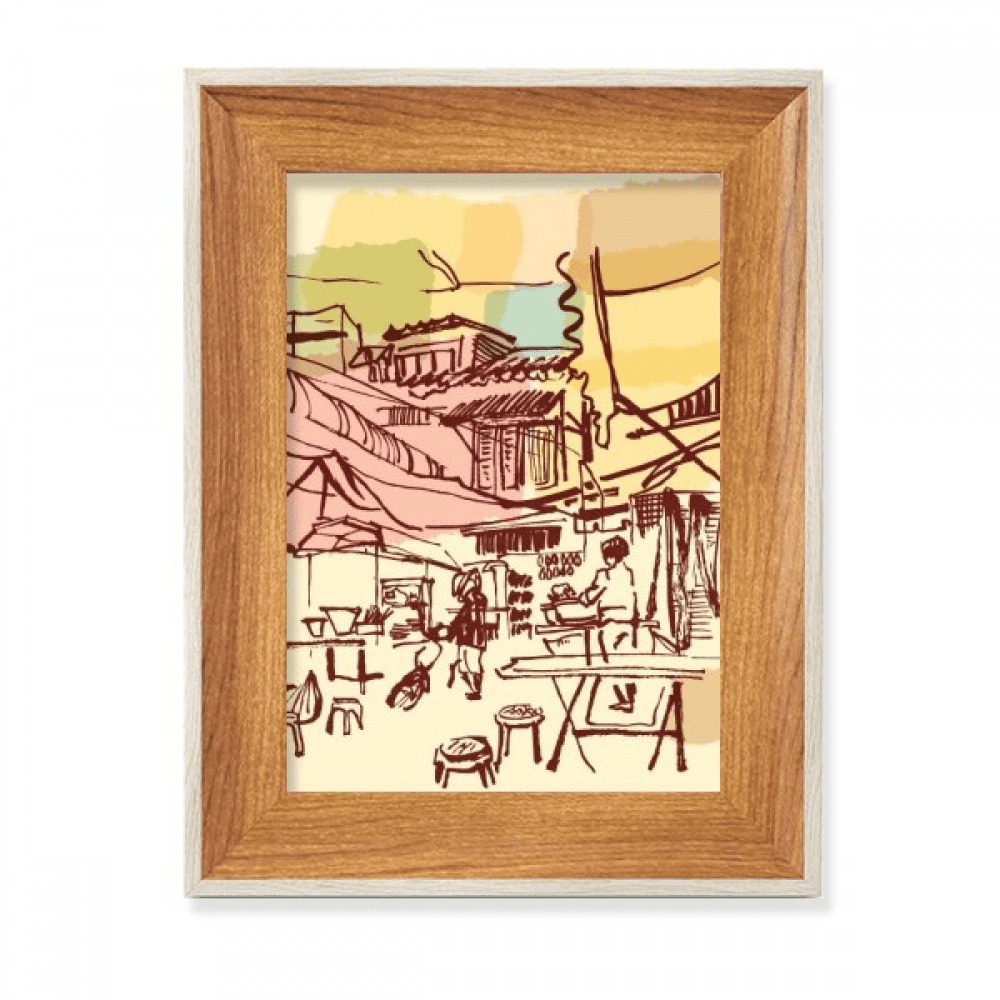 Thailand Brief Strokes Prosperous Village Desktop Wooden Photo Frame ...