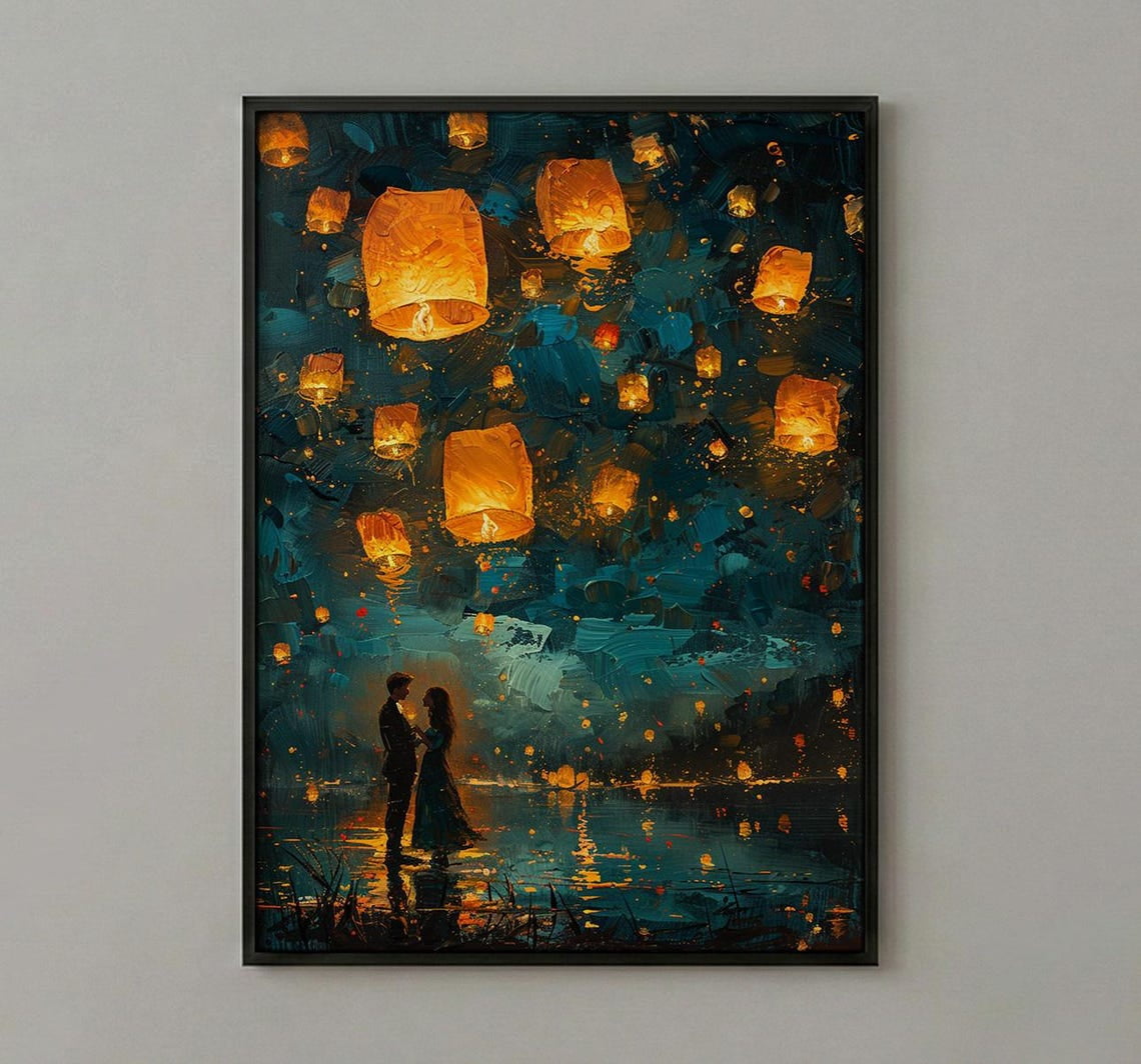 Thailand Floating Lantern Yi Peng Festival Impasto Magical Night ...