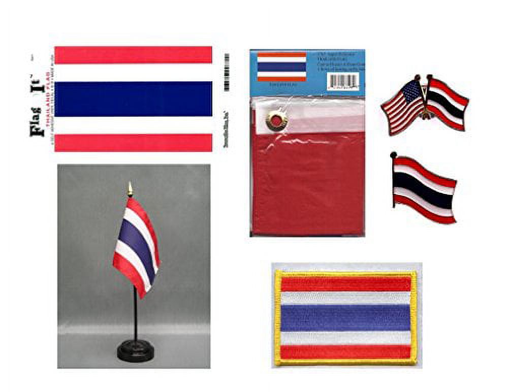 Thailand Heritage Flag Pack - Includes a Thai 3x5' Flag, Vinyl Flag ...