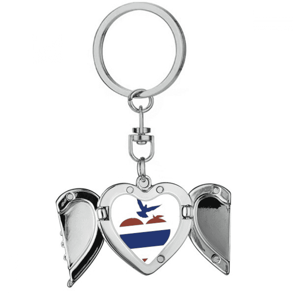 Thailand I Love Thailand Heart Seagull Heart Angel Wing Key Chain ...
